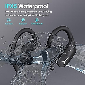 USBERG Bluetooth Headphones for Sports with Mic, IPX5 Waterproof Wireless Earbuds with Charging Box,Digital Display, 40Hrs Playtime Workout Headset with Hooks.