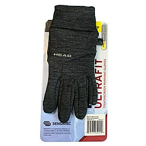 HEAD Ultrafit Men's Touchscreen Running Gloves (Gray, Medium)