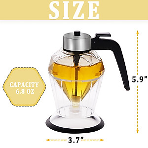 Fkksparkler Honey Dispenser No Drip Glass With Stand Maple Syrup Dispenser Glass 6.8 Oz Honey Jar Honey Pot Apply to Olive Oil Syrup Sauce For Kitchen Coffee Bar Upgraded.
