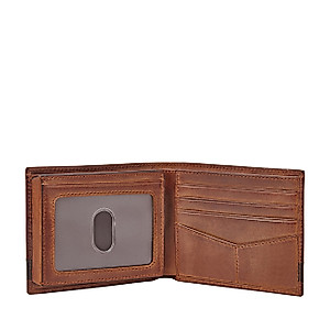 Fossil Men's Quinn Leather Bifold with Flip ID Wallet, Brown, (Model: ML3644200)