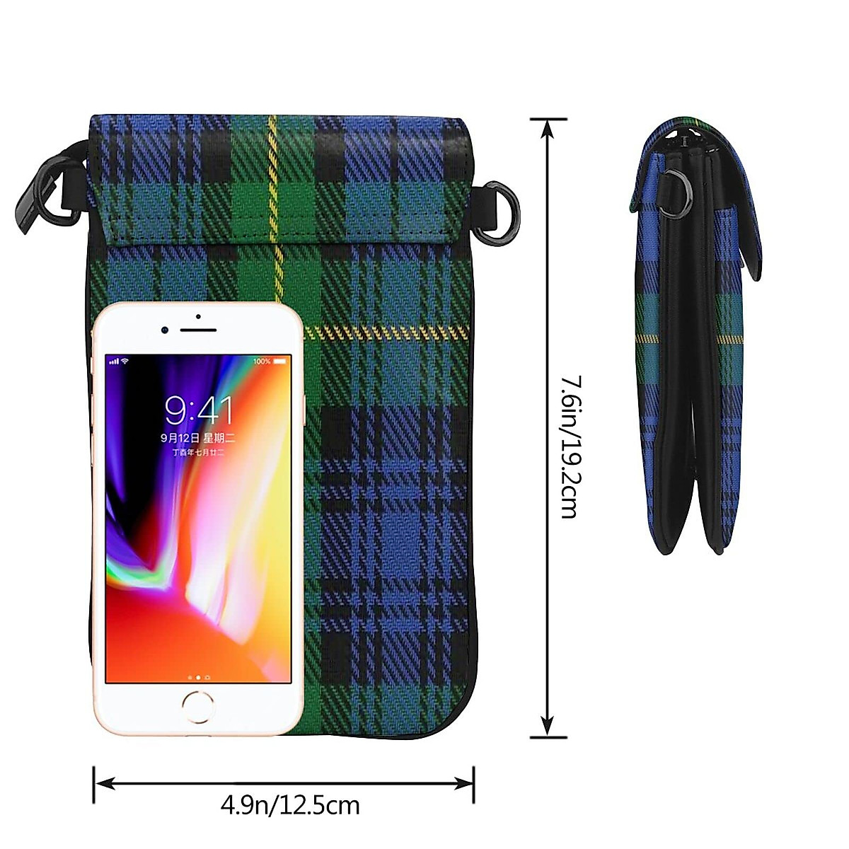 Small Crossbody Scottish Clan Gordon Tartan Crossbody Purse Bag Fashion Cell Purse Wallet For Women/Girls Gift