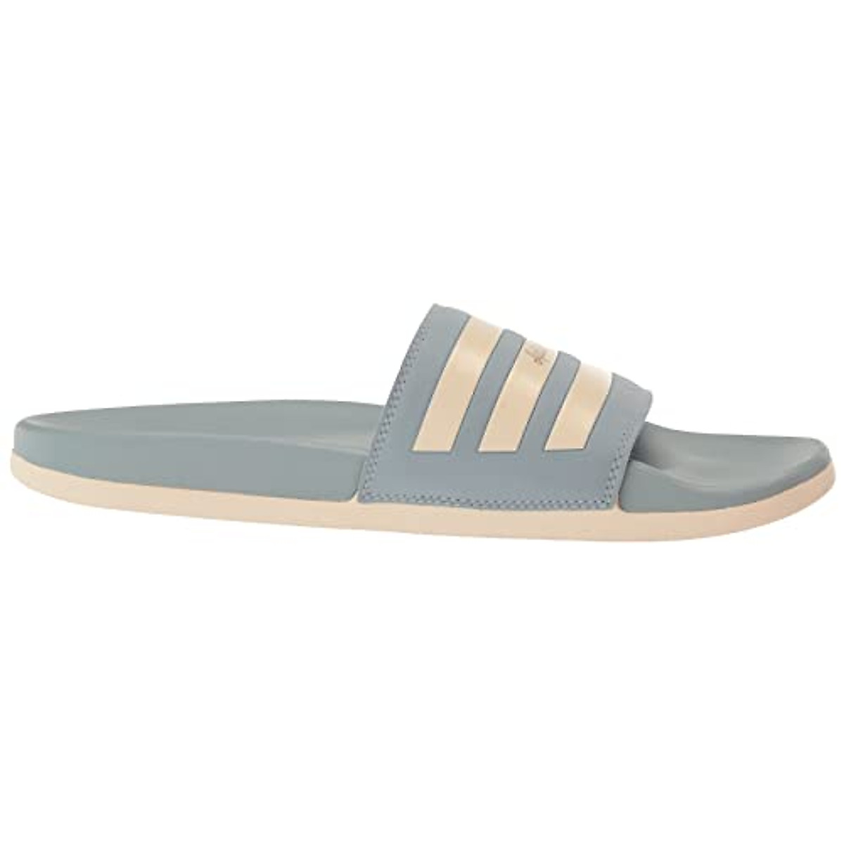 adidas Unisex Adilette Comfort Slide Sandal, Magic Grey/Wonder White/Gold Metallic, 15 US Women