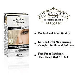 Il Salone Milano Permanent Hair Color Cream - 12.01 Iced Platinum Hair Dye - Professional Salon - Premium Quality - 100% Gray Coverage - Paraben Free - Ethyl Alcohol Free - Moisturizing Oils