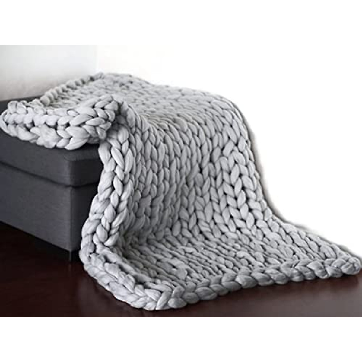 BGHN Chunky Knit Blanket Large, Cozy Handmade Throw Blanket, Bedroom Home Decor for Bed/Sofa/Couch, Hot Pink, 24''x24'', ZTT83-Hot Pink-60x60