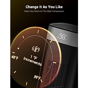 Sunnote Space Heater for Indoor Use, 1500W Fast Heating, Electric & Portable Ceramic Heaters with Thermostat, 5 Modes, 24Hrs Timer, 80°Oscillating Room Heater with Remote, Safe for Office Bedroom Use