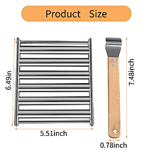 Sufune Hot Dog Roller for Girll,Hotdog Roller Grill Sausage Roller Stainless Steel Rack with Extra Long Wood Handle,BBQ Hot Dog Girller for Evenly Cooked Hot Dog,5 Hot Dog Capacity