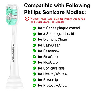 Aoremon Toothbrush Replacement Heads for Philips Sonicare - Compatible with Sonicare ProtectiveClean C2 & Phillips 4100 5100 Click- on Electric Toothbrush