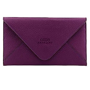 Otto Angelino Slim Genuine Leather Wallet Clutch - Multiple Slots Money, ID, Cards, Smartphone, RFID Blocking - Unisex