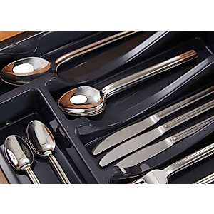 RoyalHouse Premium Cutlery Drawer Organizer, Expandable Utensil Holder And Organizer, 6-Compartments, Compact BPA-Free Plastic Storage for Spoons Forks Knives, Silverware Organizer