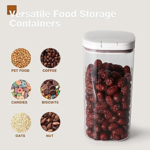 LivLab Mker Airtight Food Storage Containers, BPA Free Plastic Cereal Containers with Lid for Kitchen Pantry Organization, 2.3L / 2 Qt Cereal Dispenser for Grain, Rice, Snacks and Candy,White