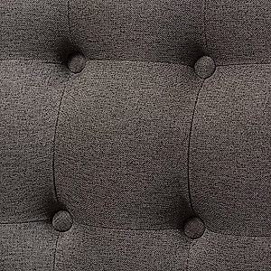 Baxton Studio Parisa Grey Fabric & Natural Wood Finishing 3 Seater Settee Bench, gray