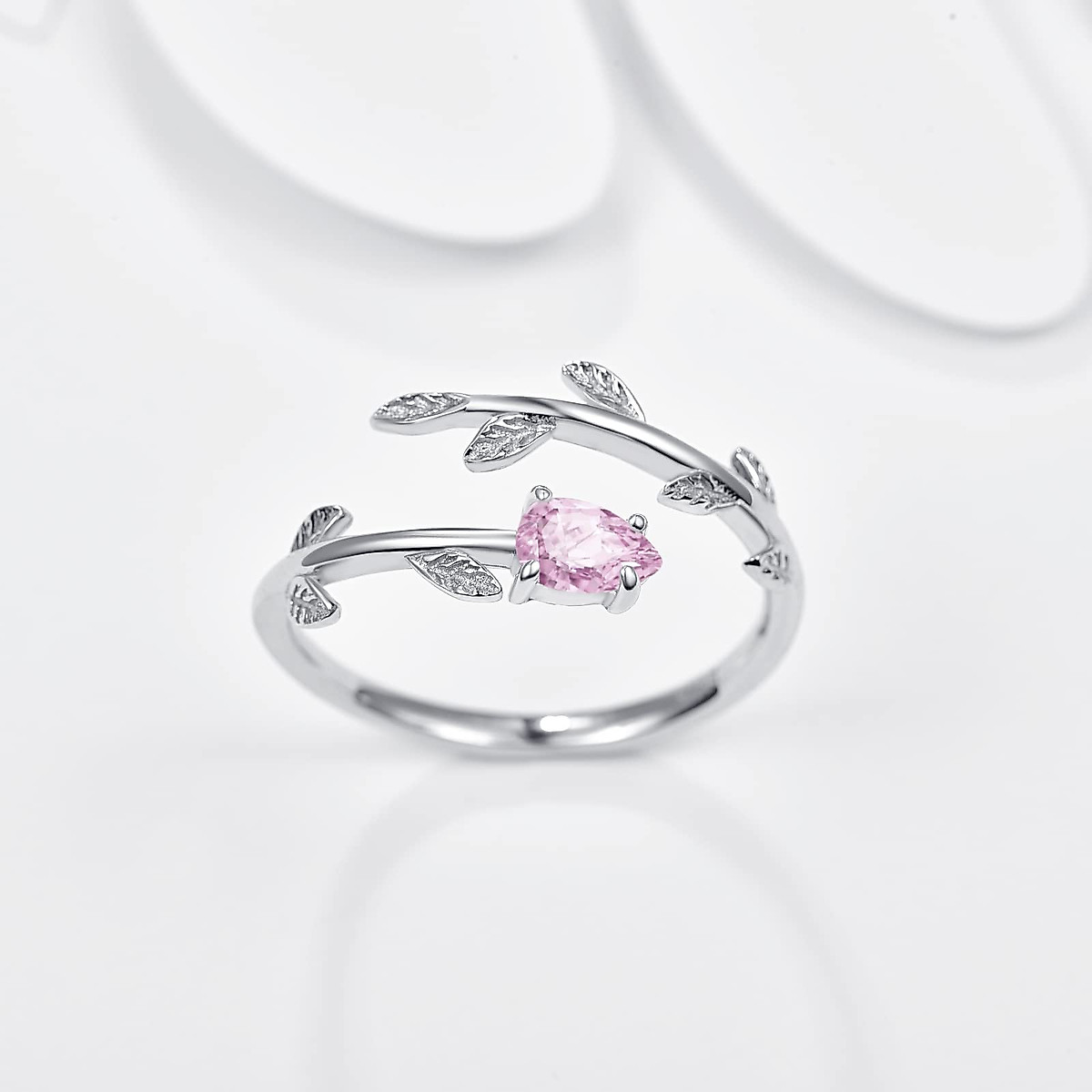 PRAYMOS 925 Sterling Silver Pink Rings October Birthstone Ring Weddding Promise Cute Rings Christmas Gifts