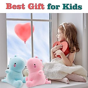 OSQI Stuffed Animal Plushie Toys Pack of 2, Cute Dinosaur Plushies Toy, 12inch Soft Plush for Girls Plush Doll Gifts for Kids Boys Babies Toddlers (Blue Pink)