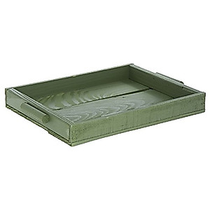 HUBERT Display Tray with Handles Green Wood - 15 1/2 W x 10 1/2 D x 2" H
