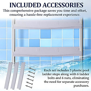TonGass (3-Pack, White) Universal Fit for 17.3" Swimming Pool Ladder Replacement Steps for Inground Pools Plastic Ladder Steps for Above Ground Pool Ladder Replacement Steps for Pool Ladder
