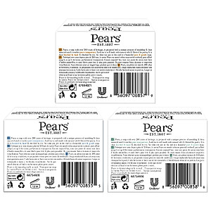 Pears Soap, Face & Body Soap, Variety 12-Pack – Pure & Gentle Transparent Bar Soap Bundle, Moisturizing Glycerin Soap for Glowing Skin, Amber, Blue, and Green Soap Bars, 3.53 Oz Ea
