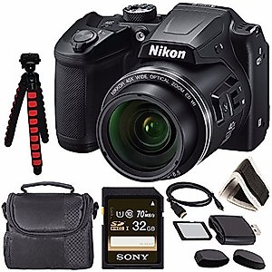 Nikon COOLPIX B500 Digital Camera (Black) 26506 + 32GB UHS-I SDHC Memory Card (Class 10) + Flexible 12" Tripod + Small Soft Carrying Case + HDMI Cable + Card Reader + Memory Card Wallet Bundle