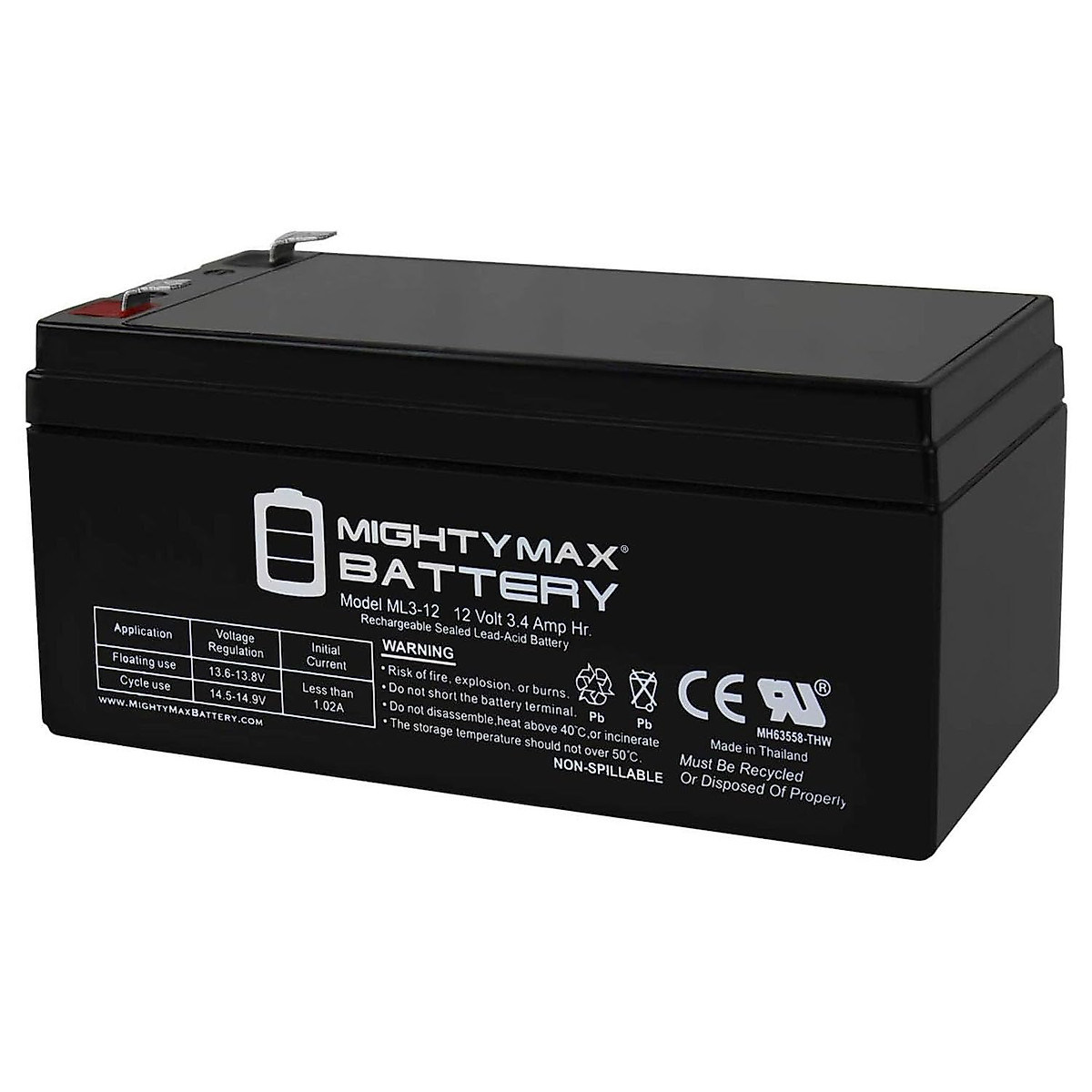 Mighty Max Battery ML3-12 12V 3.4AH SLA Replaces BP3-12 BP3.6-12 CF12V2.6 CFM12V3 CP1232