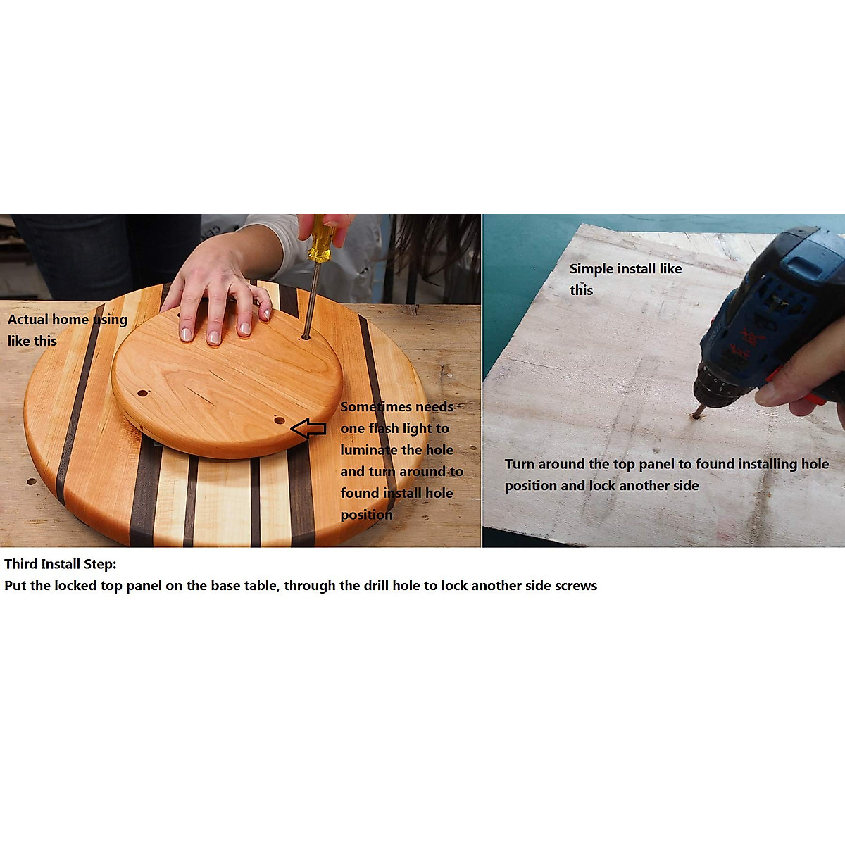 BlueNatHxRPR 12" /300mm Lazy Susan Base Only Lazy Susan Bearing Only Rotating Turntable Bearing Round Table Swivel Base for Glass Granite or Wood Kitchen Ding Table