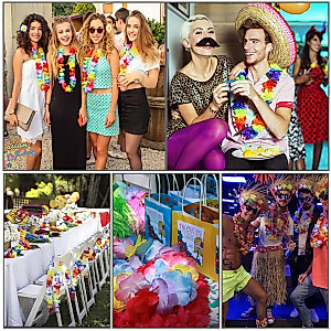 GINMIC Hawaiian Leis, Luau Party Favors,64Pcs Tropical Hawaiian Party Necklace,Hawaiian Plumeria Flower Hair Clip,Headbands and Wristbands, For Kids or Adults Party Supplies, Birthday, Wedding