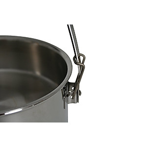 Firebox 2 Quart (5.5") Billy Can - Locking Bail Handle Bushcraft Camp Pot, SS Clips (Installed)
