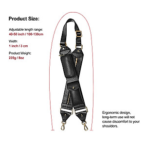 Replacement Vegetarian Leather Crossbody Strap-Adjustable Black Purse Strap,Clip & Go Shoulder Bag Strap for Handbags,Durable Thick Replacement Straps