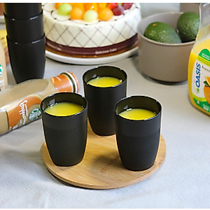 Coza- Unbreakable, Durable and Reusable Cozy Cups- for Water, Cold Drinks and Hot Drinks- BPA FRee- Set of 6 (9.3 oz each) (Set of 6, Black)