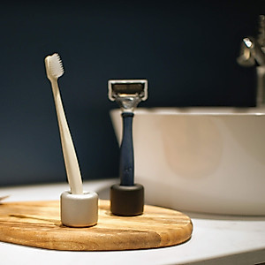 Mudai Aluminum Toothbrush Holder Stand, Pack of 2 (Matte Black)