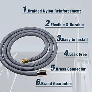 Faucet Hose for American Standard M922367-007220A, American Standard Kitchen Faucet Parts, Kitchen Sink Sprayer Supply Lines Pull Down Faucet Hose Replacement, Brass Adapter, 59”