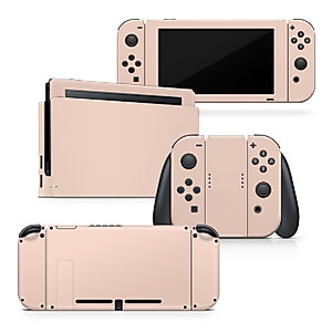 Tacky Design Classic Solid Colors Skin Compatible with Nintendo Switch Skin Wrap Cover, Peach Skin for Nintendo Switch Stickers, Premium Vinyl 3M Full Wrap Decal (Peach)
