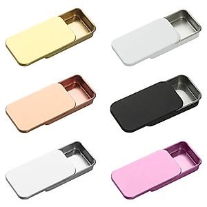 Mini Iron Box Tinplate Push Case Metal Rectangular Mini Tin Box Candy Cases Bins Jar Hinged Containers Small Organizer Box(80x34x10mm,Black)