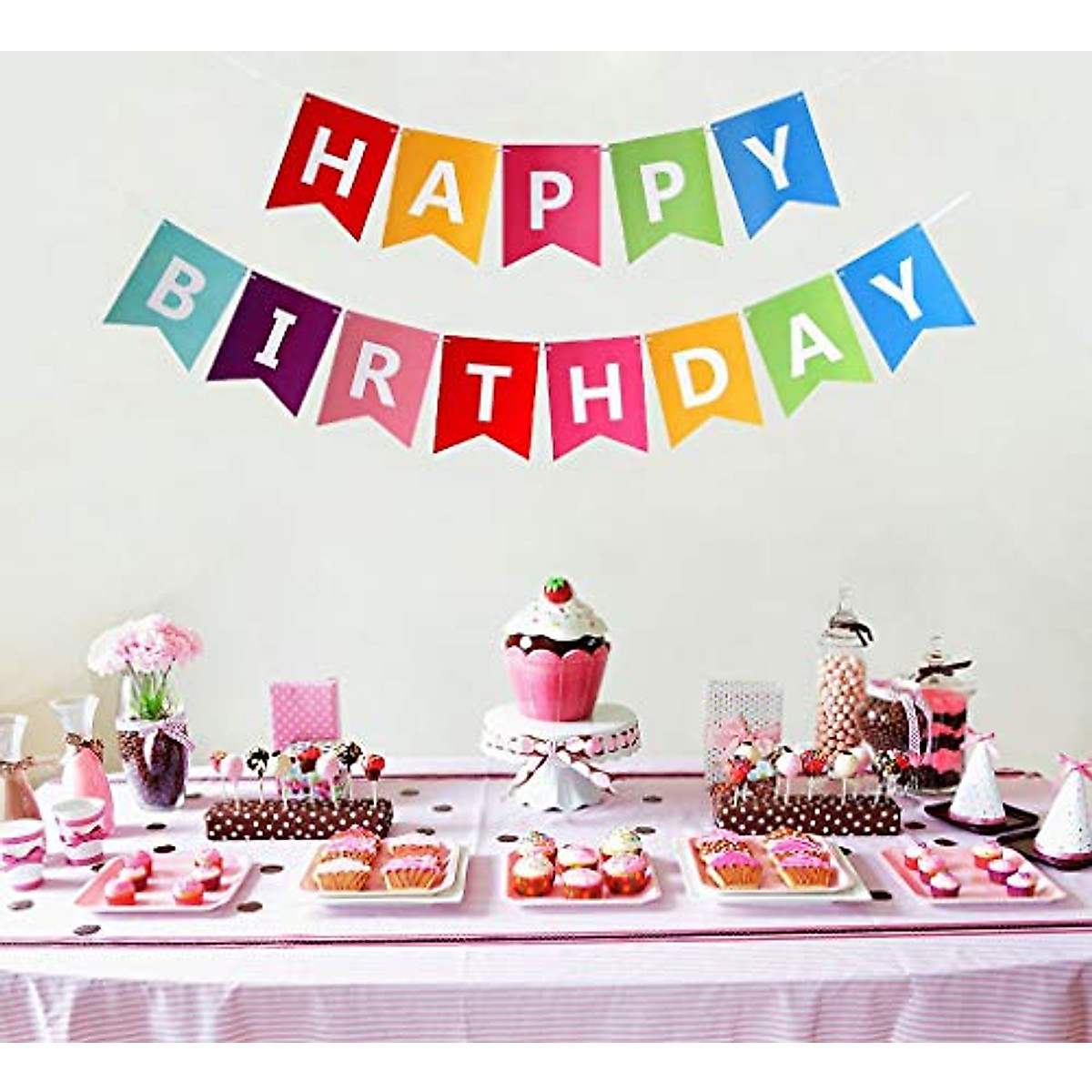Fecedy Colorful Happy Birthday Banner Bunting