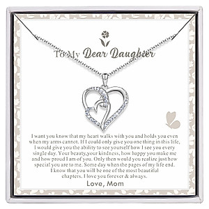 NINAMAID Daughter Gifts from Mom, 925 Sterling Silver Daughter Necklace Gifts for Daughter Mother Daughter Gift To My Daughter Necklace Christmas Gifts