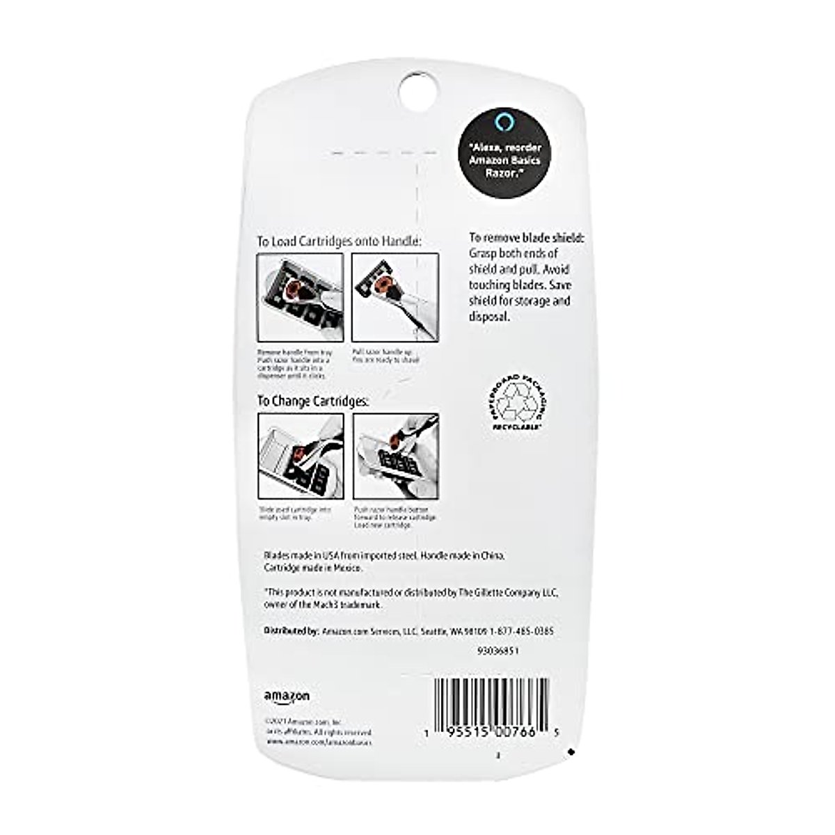 Amazon Basics 3-Blade Motion Sphere Razor for Men with Dual Lubrication, Handle & 2 Cartridges, Cartridges Fit Amazon Basics Razor Handles only, 3 Piece Set, Black (Previously Solimo)