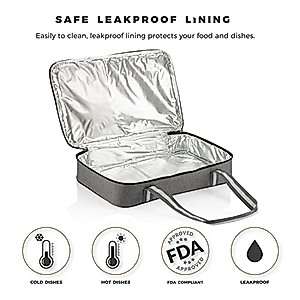 Stack Store Plus More Gray Insulated Casserole Carrier for Hot or Cold Food, Lasagna Holder for Picnic, Potluck, Cookout – Fits 9”x13” or 11”x15” Baking Dish – Thermal Tote