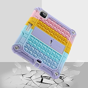 XZC for iPad Air 5th Generation Case 2022/ iPad Air Case 4th Generation 2020 10.9 Inch, iPad Pro 11 inch Case 2018 2020 2021 Shockproof Cover with Pencil Holder Kickstand Shoulder Strap (Rainbow 2)