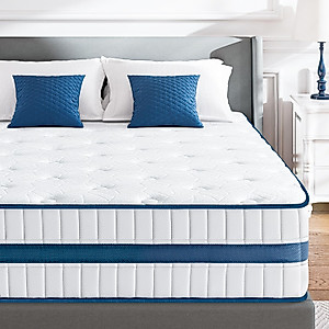 Maxzzz King Mattress, 10 Inch King Size Mattress in A Box Pressure Relief & Supportive, with Gel Memory Foam & Pocket Coils for Motion Isolation & Cool Sleep, Us-Made, Medium Firm Feel