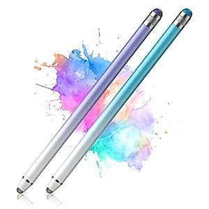 Stylus Pens for Touch Screens, 2 in 1 Universal Stylus Pen for iPad，Compatible with All Touch Screen Devices (White Blue/White Purple)