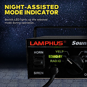 LAMPHUS SoundAlert 12V 100W Police Siren PA System Kit [Slim Speaker] [118-124dB] [Handheld Microphone] [Hands-Free] Warning Emergency Siren for Vehicles Tow Truck UTV ATV Van Car POV RV