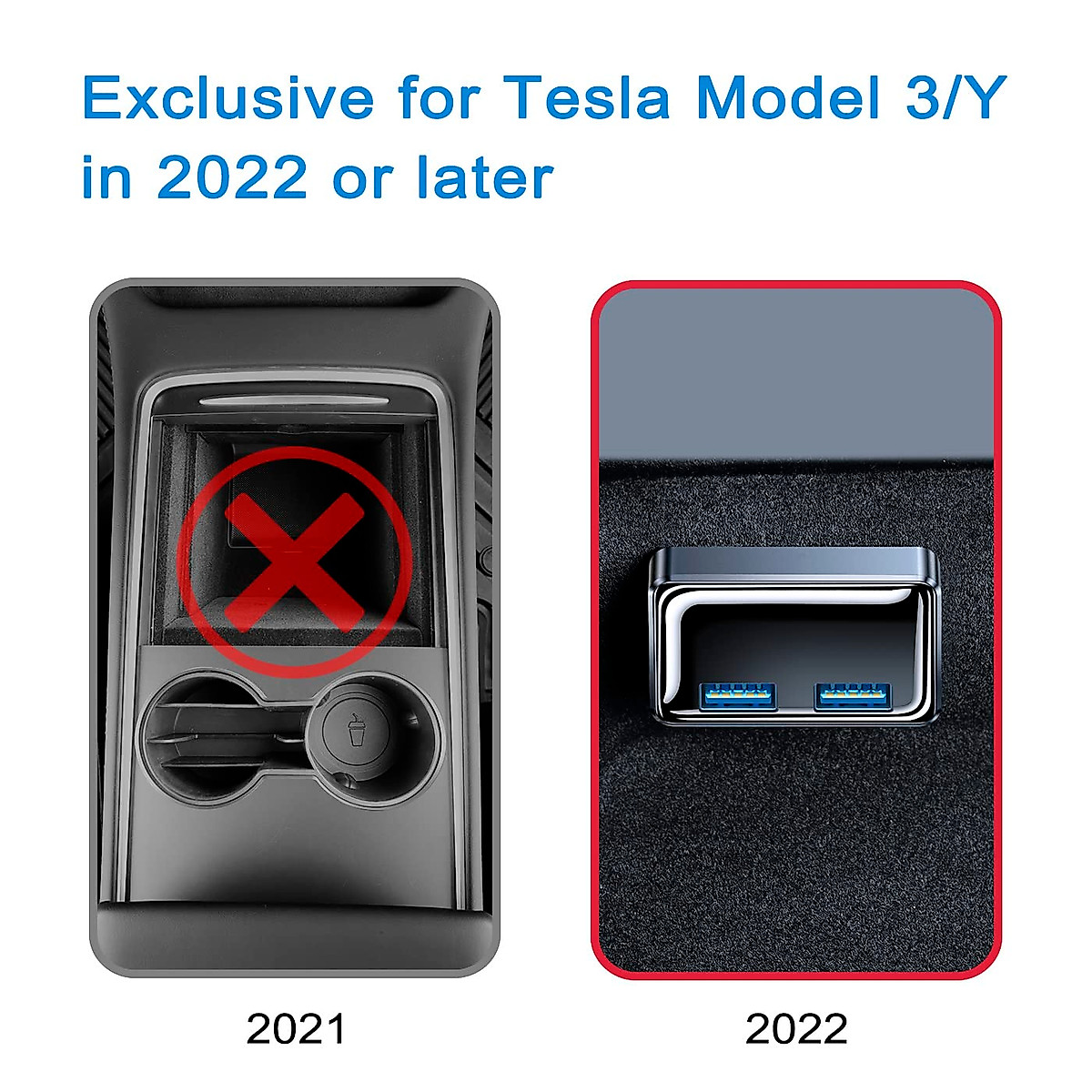 2021 2022 2023 Glove Box USB Hub for Tesla Model Y Model 3,3-in-1 Tesla USB Hub Glove Box Dash Cam Flash Drive Docking Station for Charging Data Transferring Games Music Model Y Model 3 Accessories