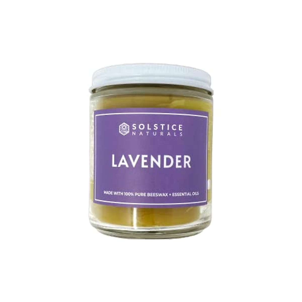 Solstice Naturals - Lavender 100% Pure Beeswax + Essential Oil Aromatherapy Candle, 9 oz. - Sustainably Handmade in the USA - No Soy or Paraffin Wax - No Toxic Scents, Fragrances or Fillers