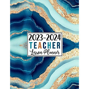 Teacher Lesson Planner 2023-2024: Large Weekly and Monthly Teacher Organizer Calendar | Lesson Plan Grade and Record Books for Teachers (Blue Geode Cover)