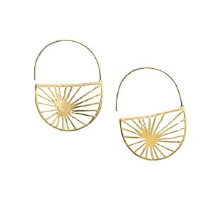 INK+ALLOY Women's Maggie Gold Plated Recycled Italian Brass Hoop Earrings, Handmade Jewelry for the Modern Bohemian (Brass Sunburst Hoops)