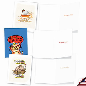 The Best Card Company - 10 Cute Birthday Note Cards with Envelopes (4 x 5.12 Inch) - Pets and Animal Notecards, Boxed Assortment - Kitty Birthday M3791BDG-B1x10