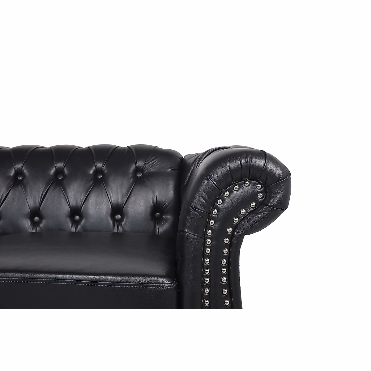 PHOYAL Sectional Modular Sofa Couches, PU Leather Modular Sofa Furniture Set Tufted Cushion Suitable for Small Space Configuration Sofa, Office Meeting Room Couch (PU Black, 1-2-3)