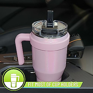 Zenbo 40 oz Glitter Tumbler with Handle–Stainless Steel Vacuum Insulated Mug Cup with Handle, Lid and Straw, Keeps Drinks Cold up to 34 Hours–Sweat-Proof Body, Dishwasher Safe