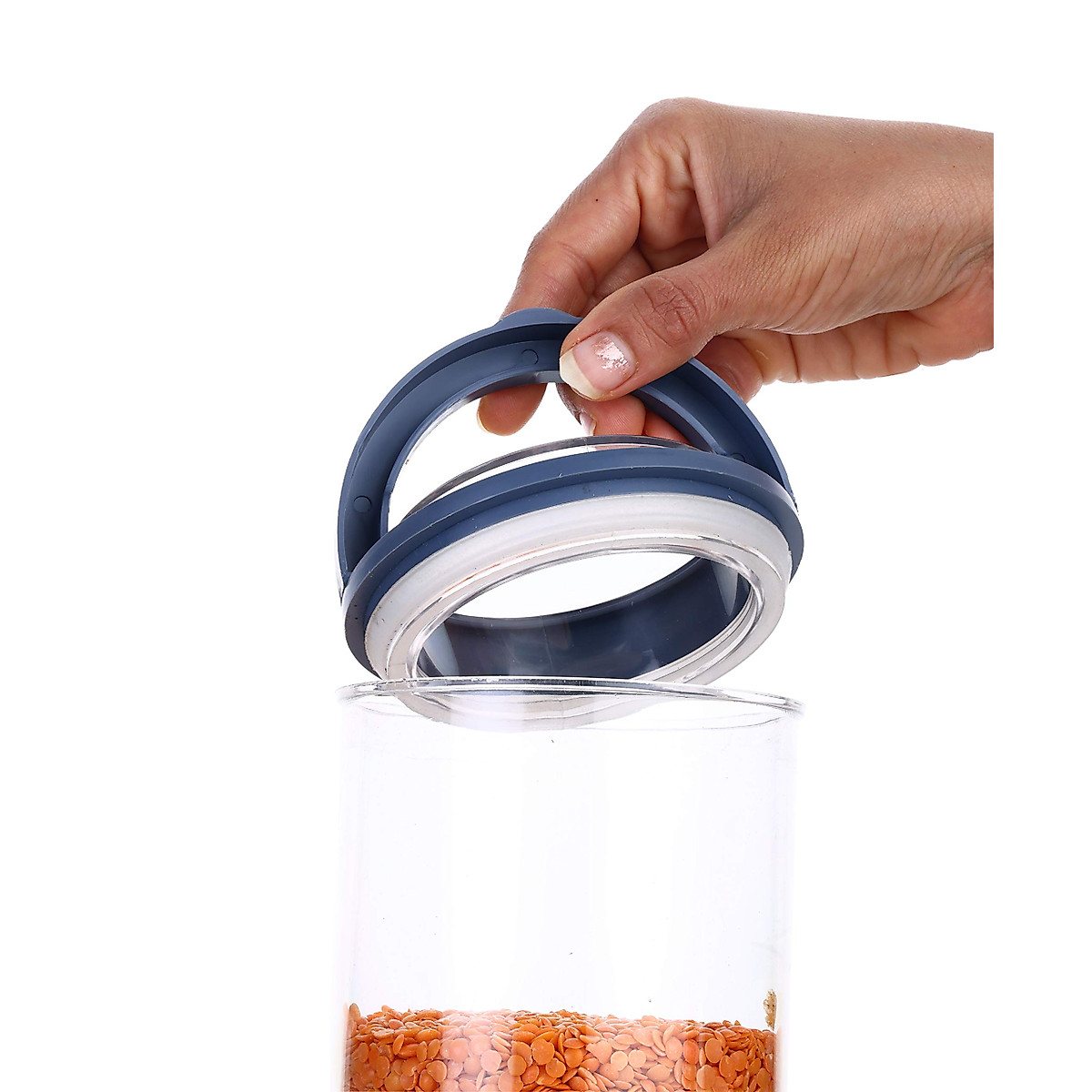 MACHAK Plastic Vaccume Smart Airtight Kitchen Storage Container Set, 900ml (Grey, Set of 10)