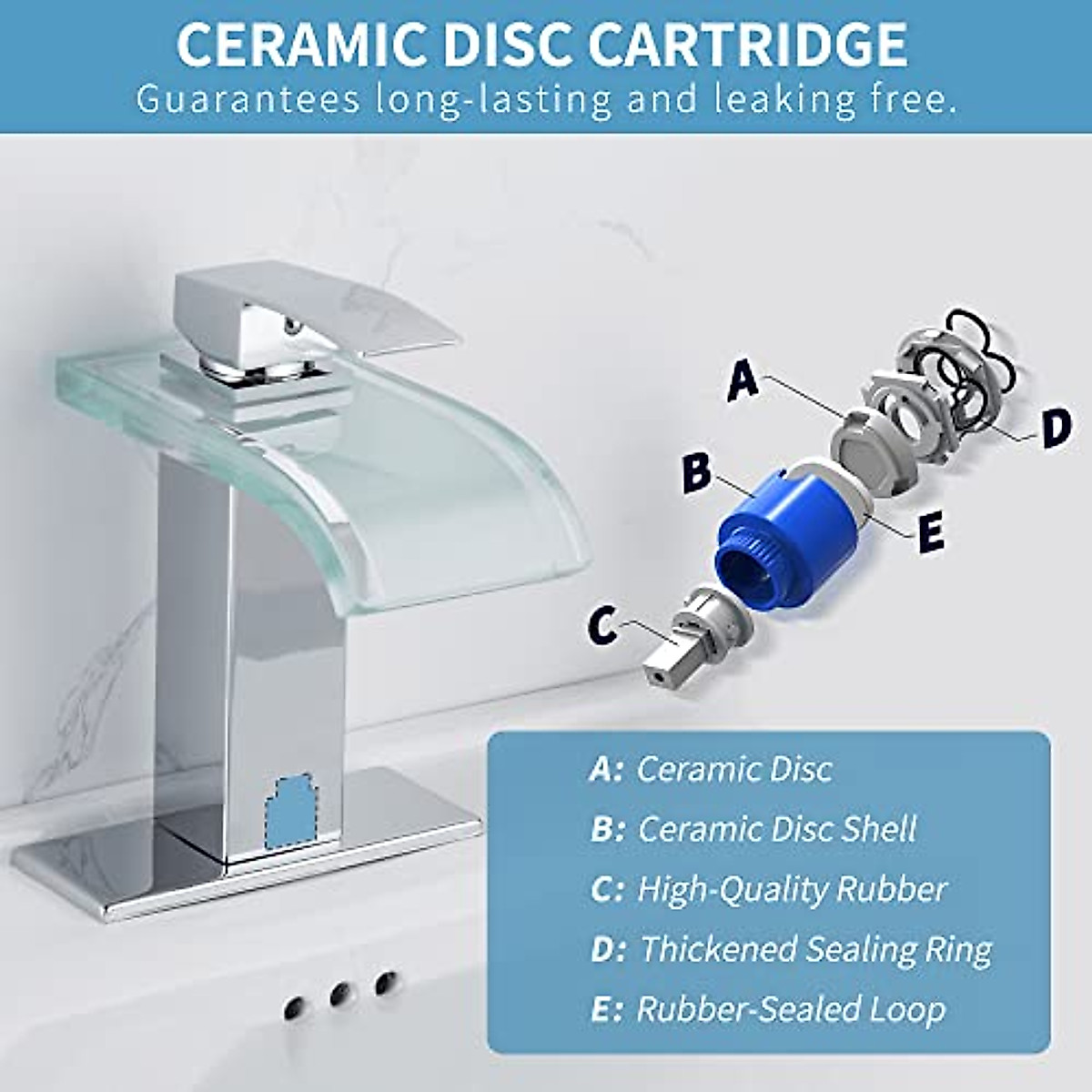 Y-Garhe LED Bathroom Faucet, Chrome Waterfall Bathroom Faucet, Newest Bathroom Faucet, Waterfall Bathroom Sink Faucet, Bathroom Faucets for Sink 1 Hole, 4 Inch Centerset Bathroom Faucet