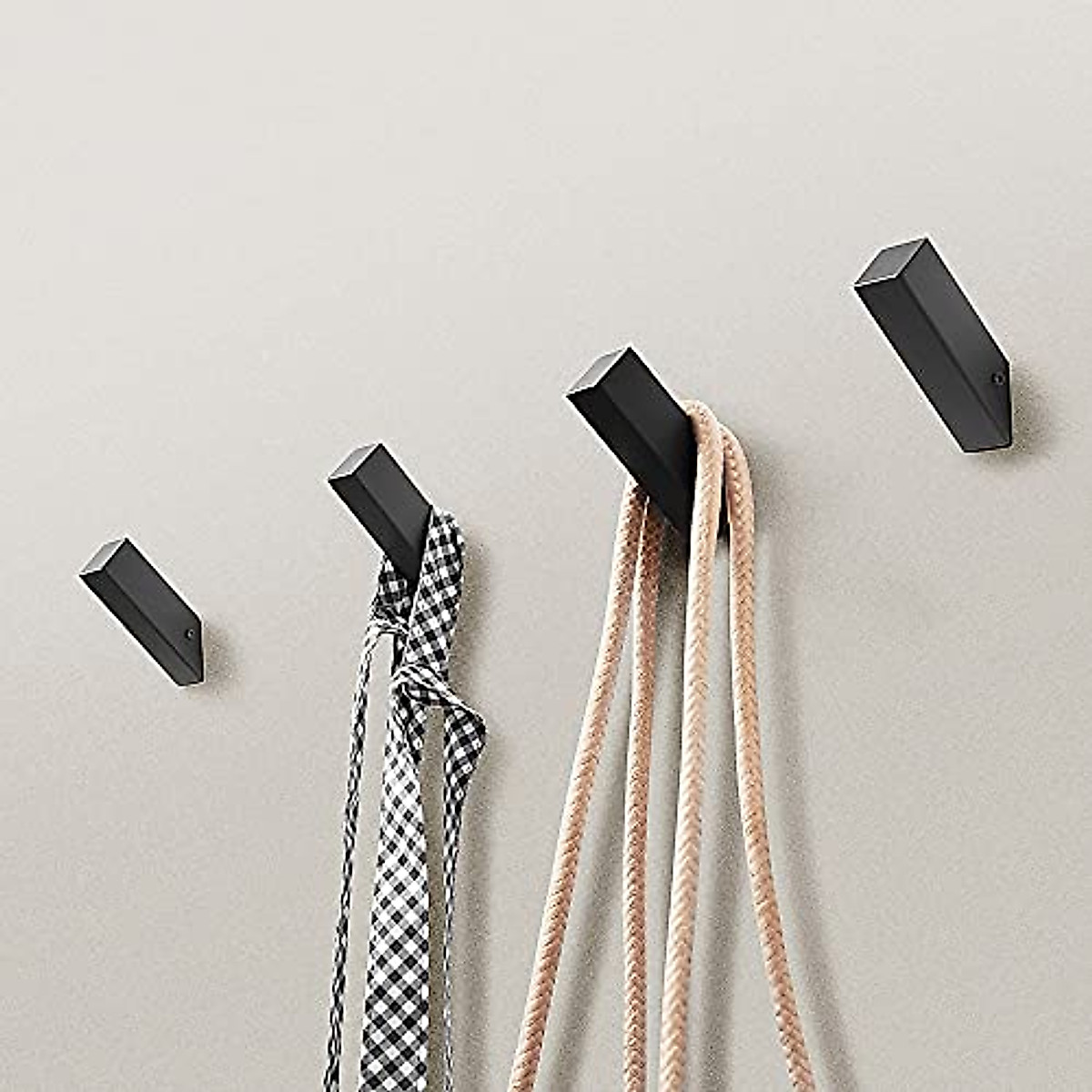 NINETREX Black Towel Hooks Matte Black Robe Hook, Modern Towel Hooks SUS 304 Stainless Steel Heavy Duty Wall Hooks Waterproof for Bathroom Bedroom Entryway Coat mudroom Garage, Wall Mounted 4 Pack