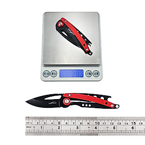 ALBATROSS Simple and Practical Pocket Folding Knife for Daily Use, Color Collision Style, with Bottle Opener, Total 5.5"，AS-19205 (Red)